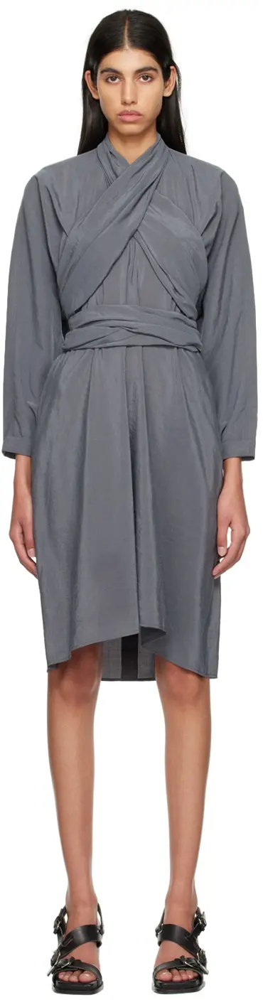 LEMAIRE Gray Knotted Midi Dress