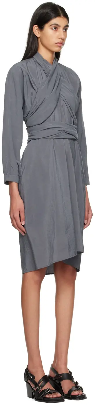 LEMAIRE Gray Knotted Midi Dress