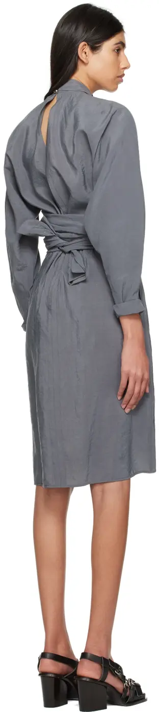 LEMAIRE Gray Knotted Midi Dress
