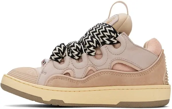 LANVIN Pink Leather Curb Sneakers
