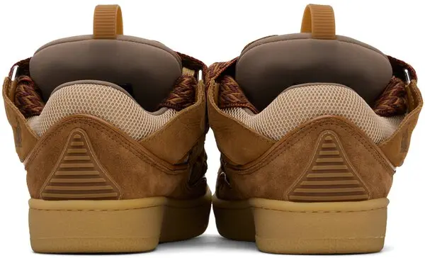 LANVIN Tan Leather Curb Sneakers