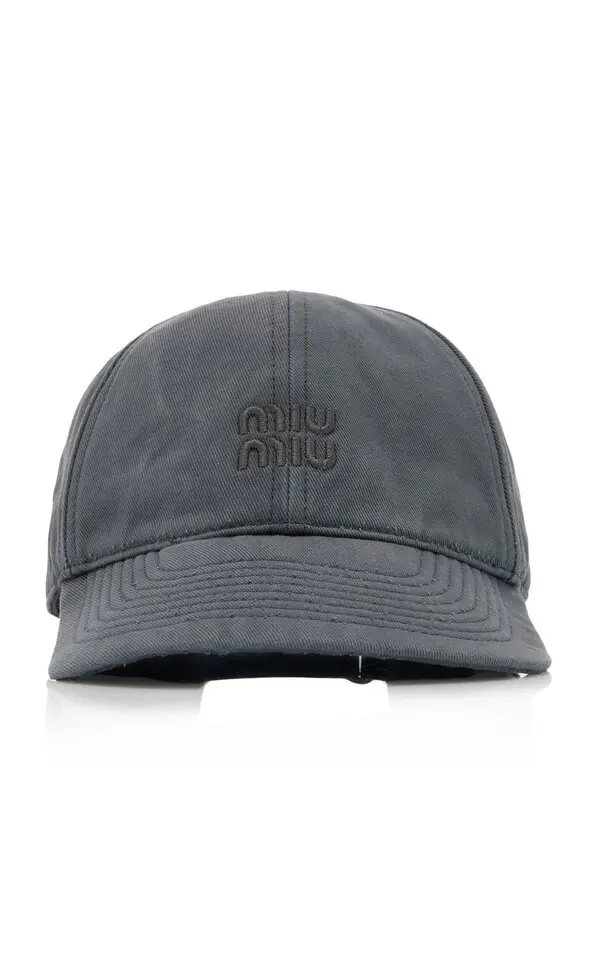 Miu Miu Washed Cotton Baseball Cap - Grey