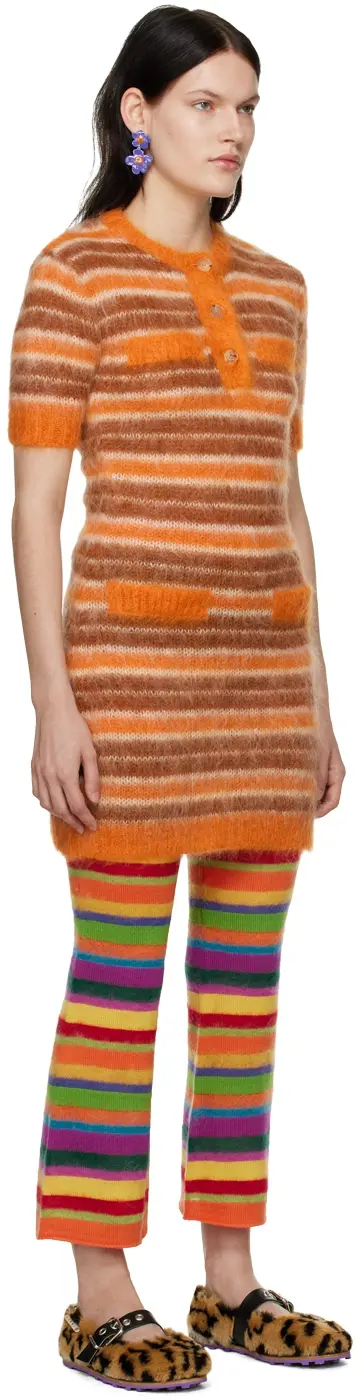 Marni Brown & Orange Striped Minidress