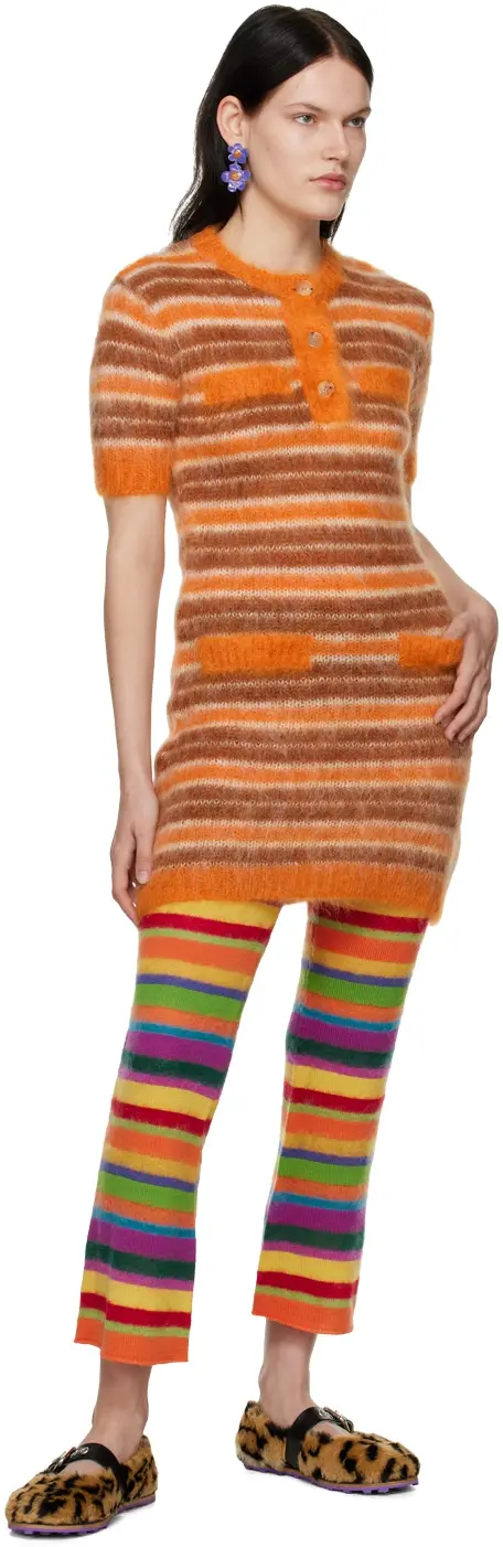 Marni Brown & Orange Striped Minidress