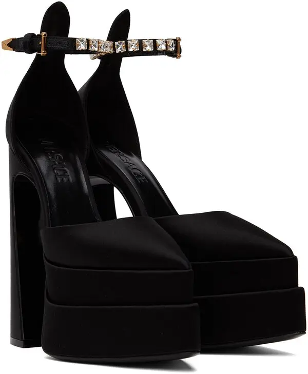 Versace Black Aevitas Pointy Platform Heels