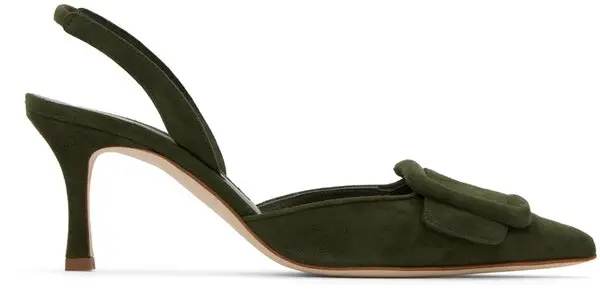 Manolo Blahnik Khaki Maysli Heels