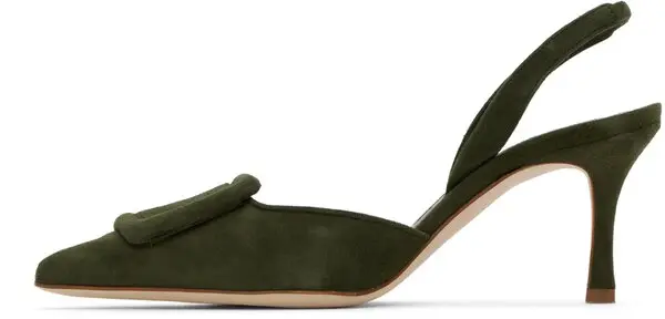 Manolo Blahnik Khaki Maysli Heels