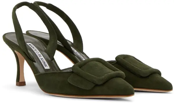 Manolo Blahnik Khaki Maysli Heels