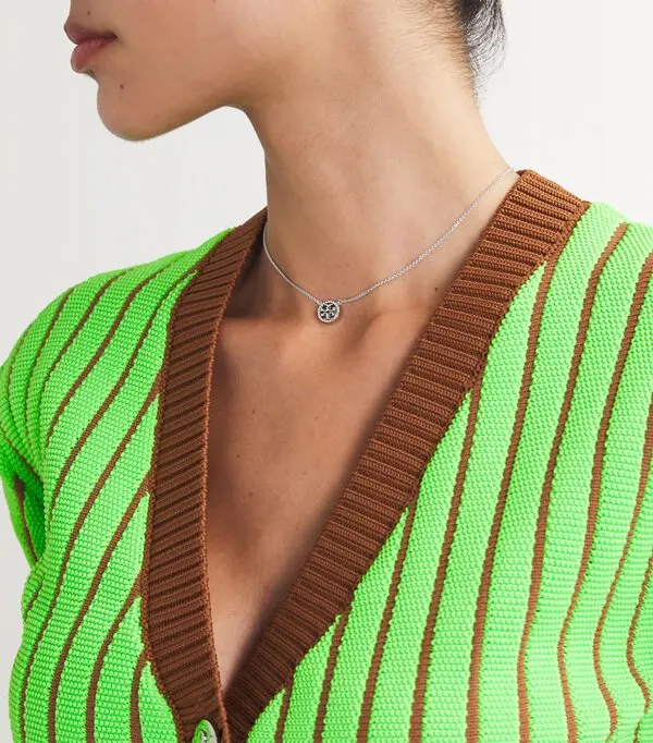 Tory Burch Miller Pavé Pendant Necklace - Silver