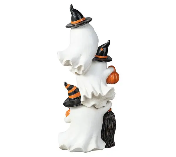 GLITZHOME 13.00h Halloween Stacked Ghost Tabl E Decor