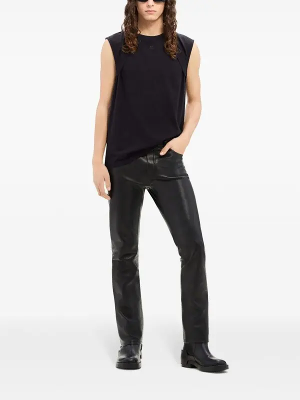 COURREGES Cotton Tank Top With Draped Detail - Black