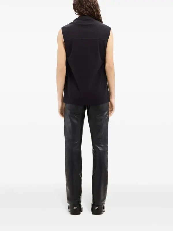 COURREGES Cotton Tank Top With Draped Detail - Black