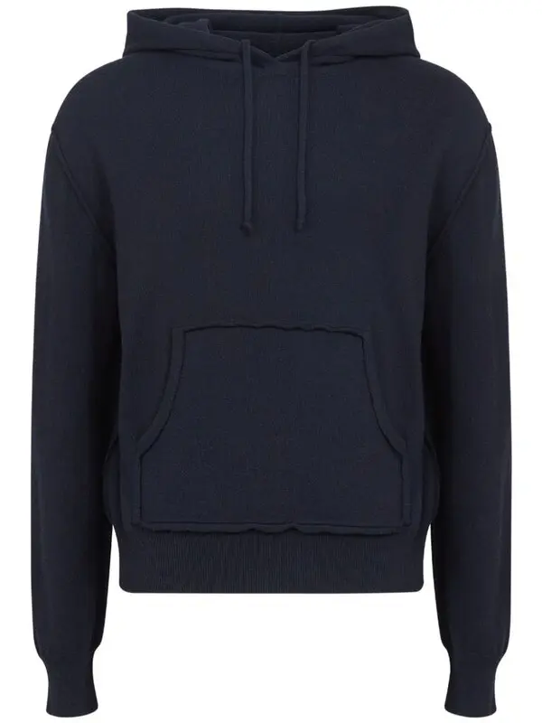 MAISON MARGIELA Knitted Hoodie With Pouch Pocket - Blue