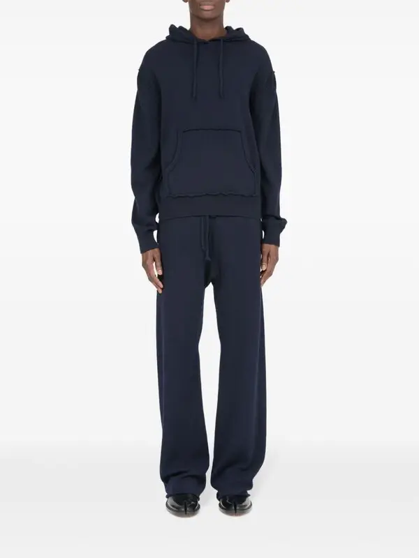 MAISON MARGIELA Knitted Hoodie With Pouch Pocket - Blue