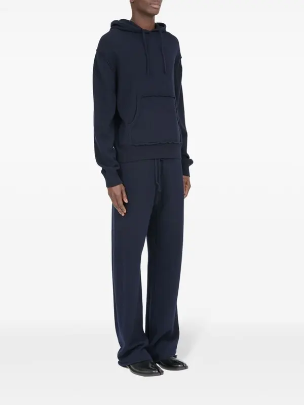 MAISON MARGIELA Knitted Hoodie With Pouch Pocket - Blue
