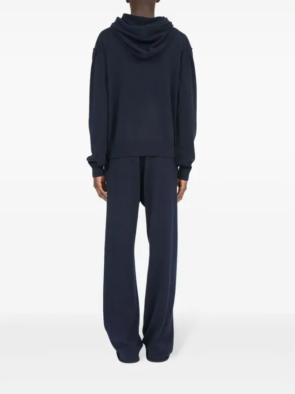 MAISON MARGIELA Knitted Hoodie With Pouch Pocket - Blue