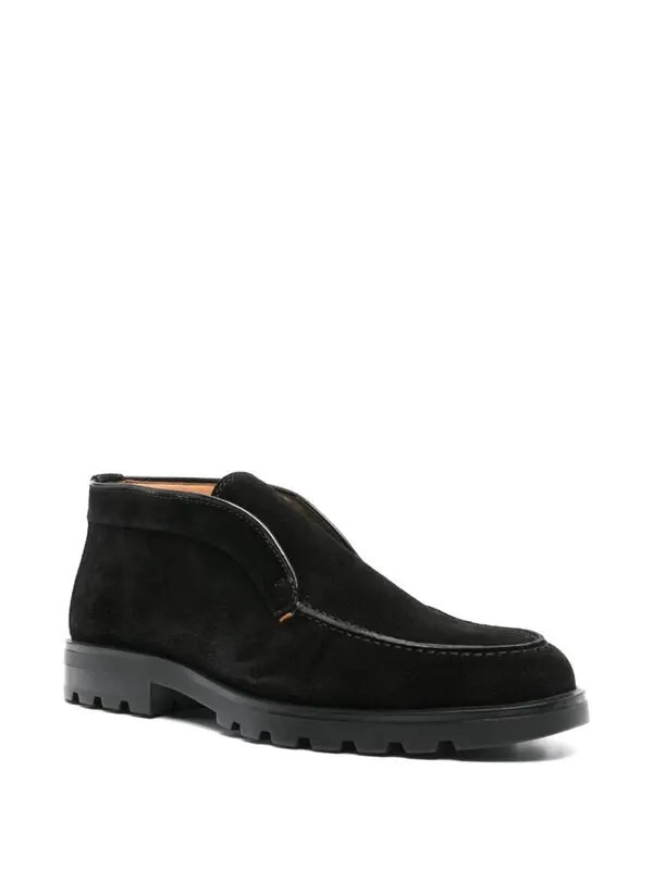 Santoni Slip-on Suede Boots - Black