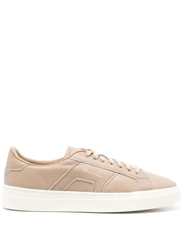 Santoni Logo-stamp Leather Sneakers