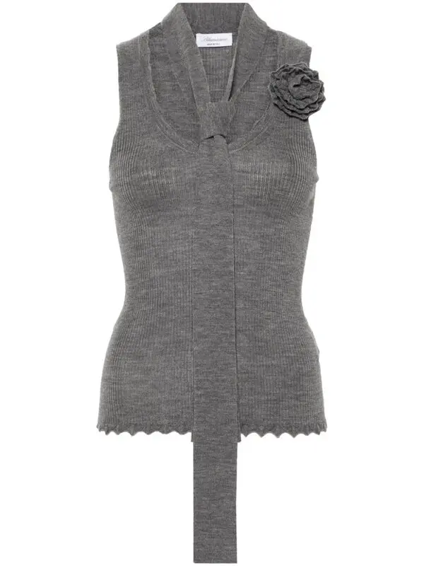 Blumarine Floral-appliqué Knitted Tank Top