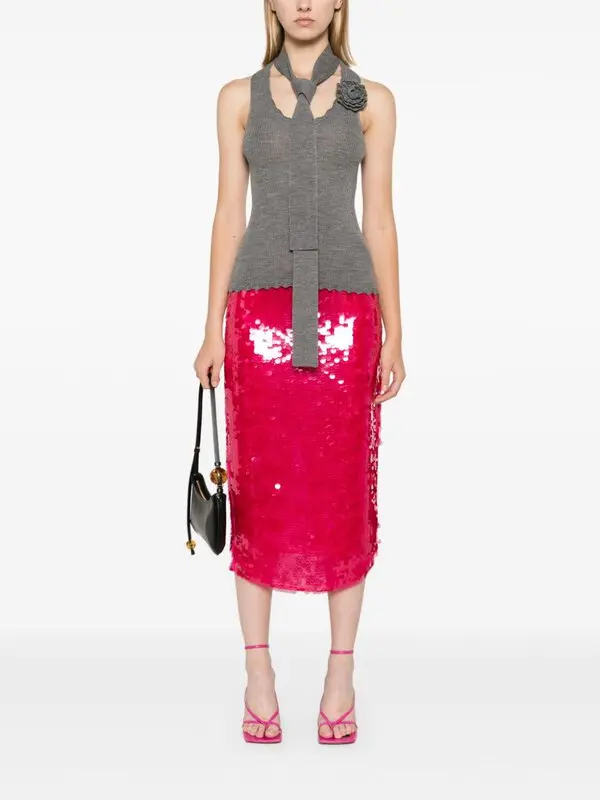 Blumarine Floral-appliqué Knitted Tank Top