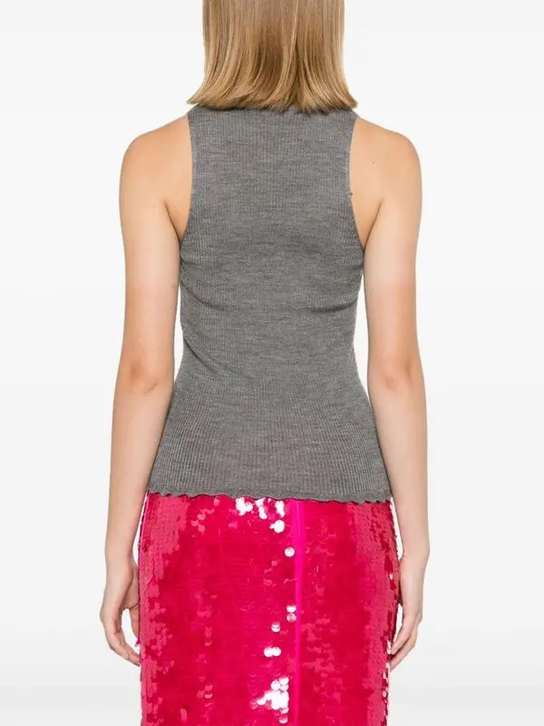 Blumarine Floral-appliqué Knitted Tank Top