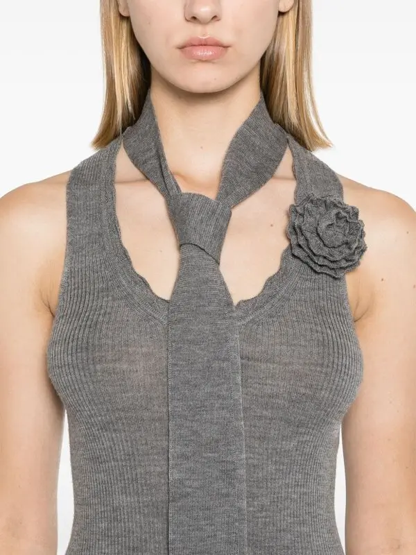 Blumarine Floral-appliqué Knitted Tank Top