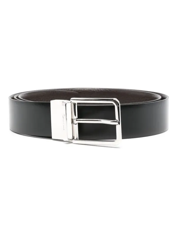 Santoni Reversible Leather Belt - Black