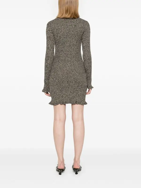 Blumarine Mélange Ruffled Ribbed Mini Dress
