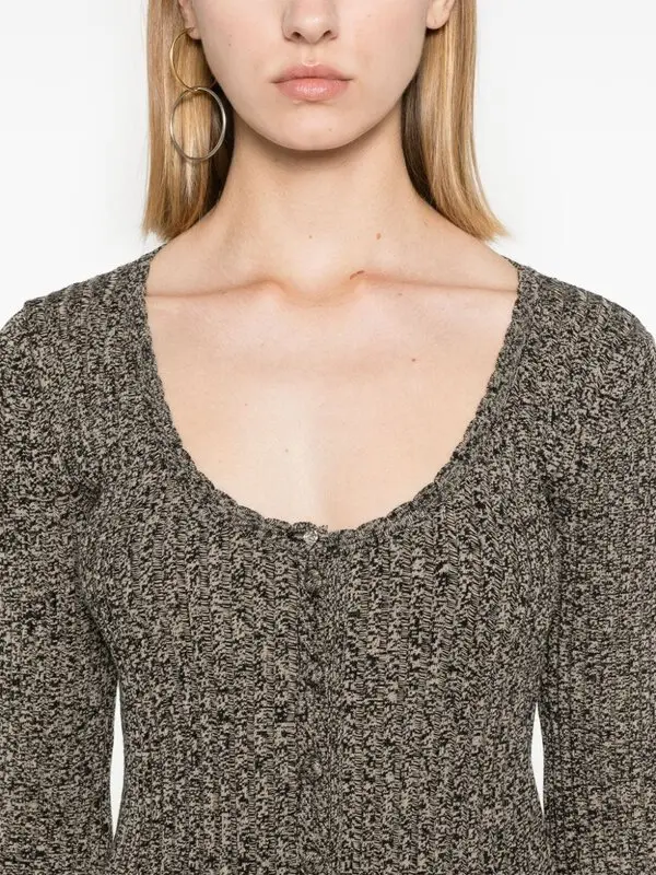 Blumarine Mélange Ruffled Ribbed Mini Dress