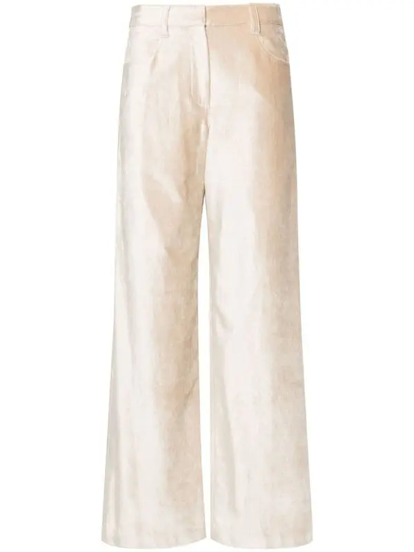 Brunello Cucinelli Wide-leg Velvet Trousers - Neutrals