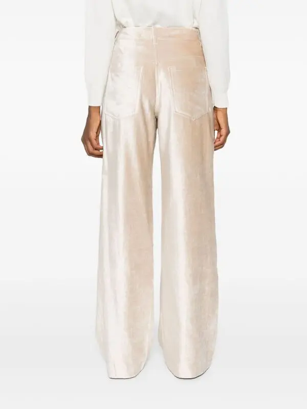 Brunello Cucinelli Wide-leg Velvet Trousers - Neutrals