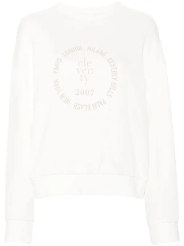Eleventy Logo-print Cotton Sweatshirt - White