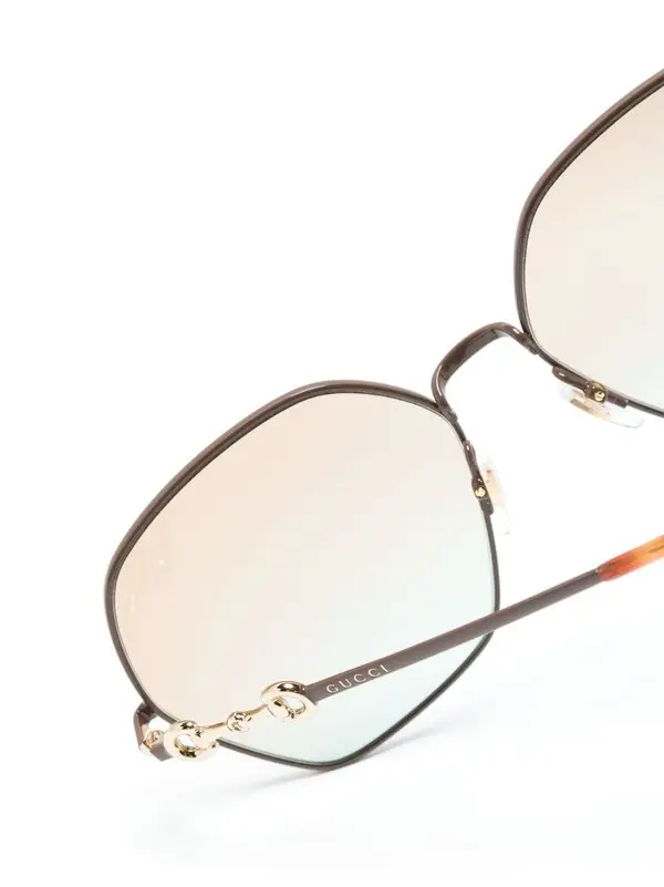 Gucci Horsebit Octagon Sunglasses In Brown - 5% Off | Editorialist