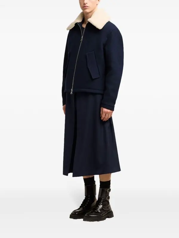 AMI Paris Shearling Collar Wool Bomber Jacket