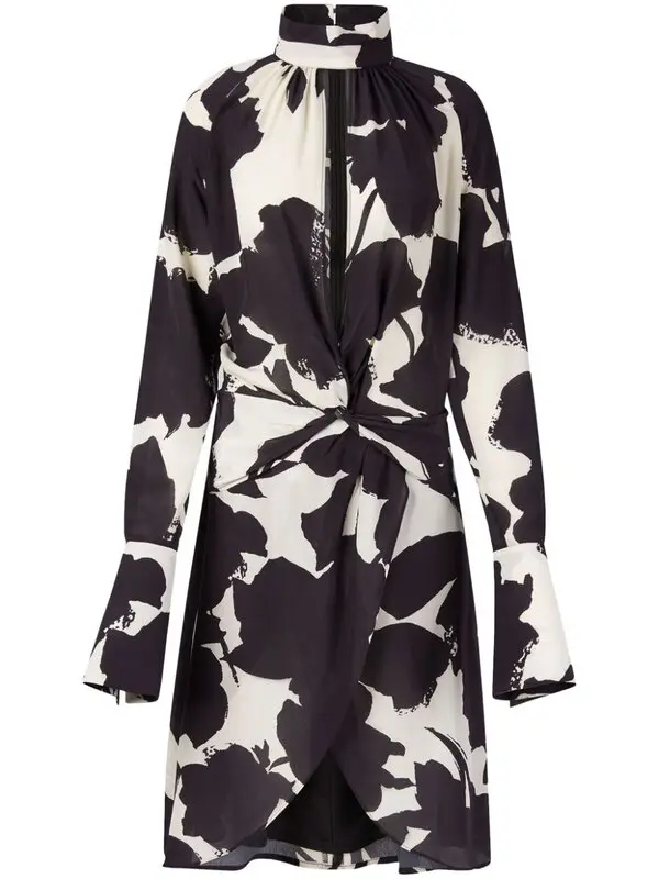 Nina Ricci Abstract-print High-neck Dress - White