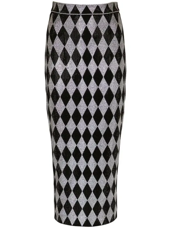 Balmain Diamond Rhinestone Midi Skirt