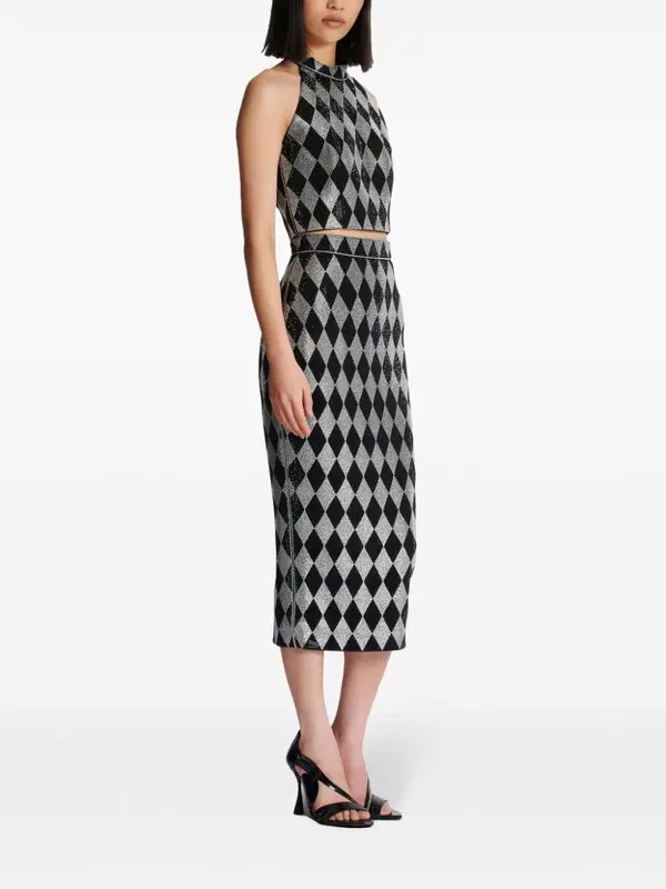 Balmain Diamond Rhinestone Midi Skirt