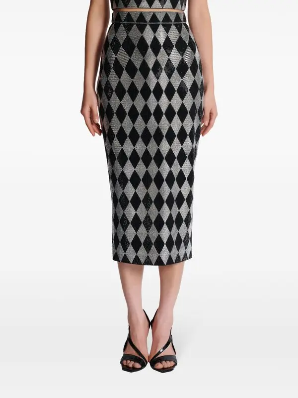 Balmain Diamond Rhinestone Midi Skirt