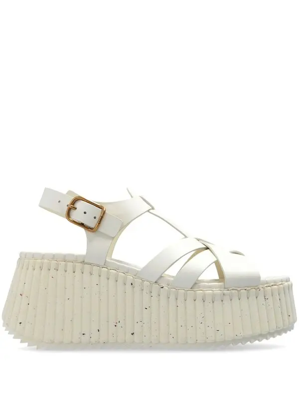 Chloé Leather Platform Sandals - White