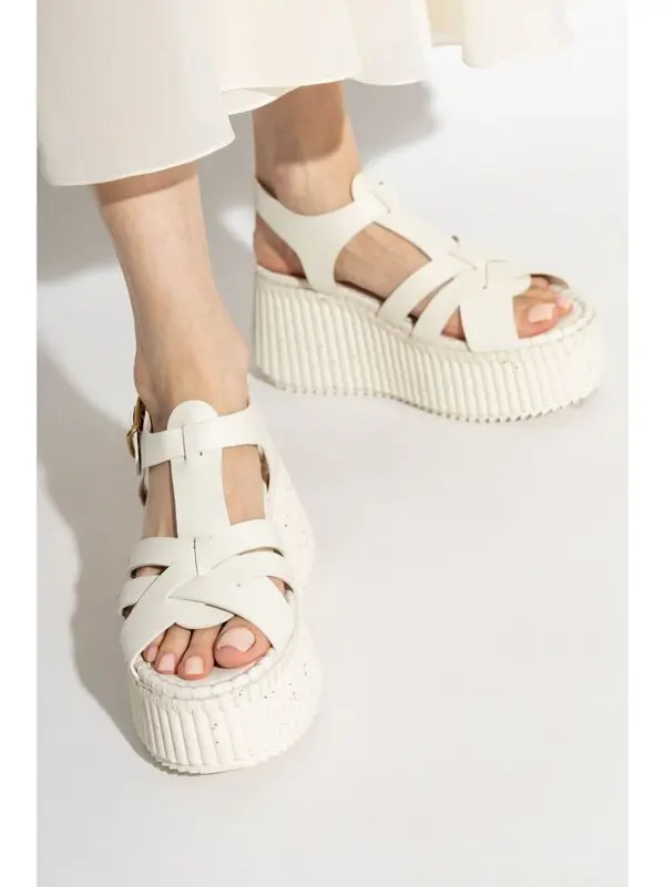 Chloé Leather Platform Sandals - White