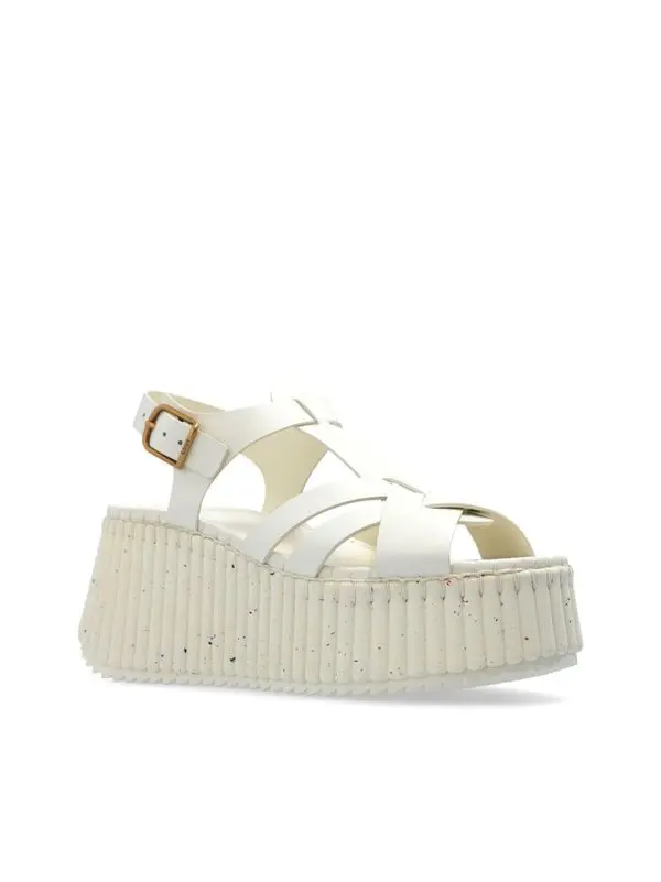 Chloé Leather Platform Sandals - White