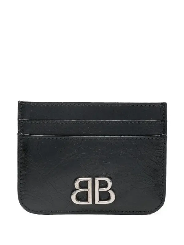 Balenciaga Monaco Leather Card Holder - Black