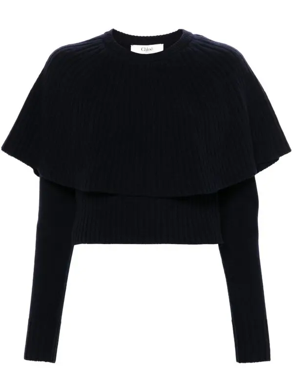 Chloé Cape-attachment Ribbed Jumper