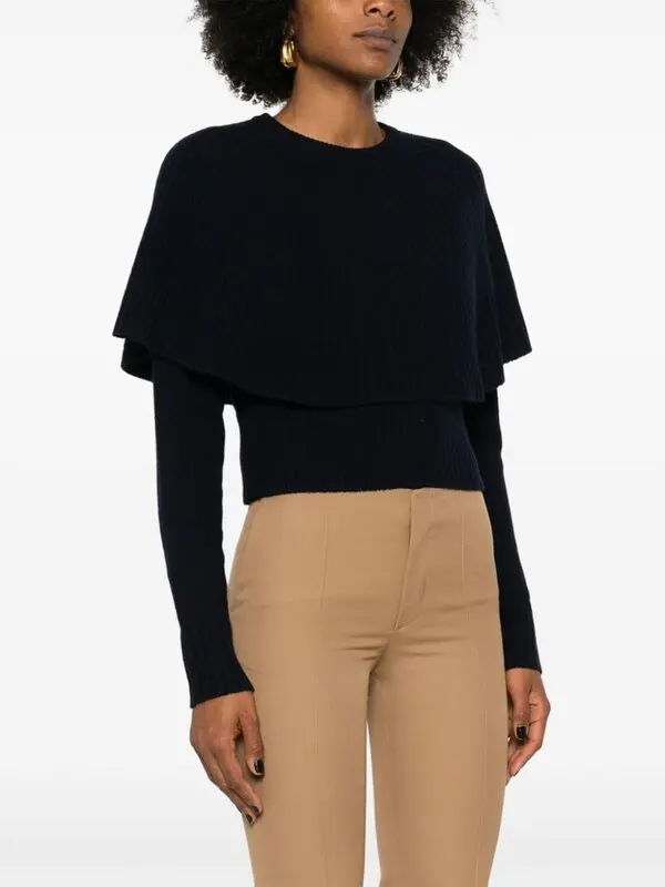 Chloé Cape-attachment Ribbed Jumper