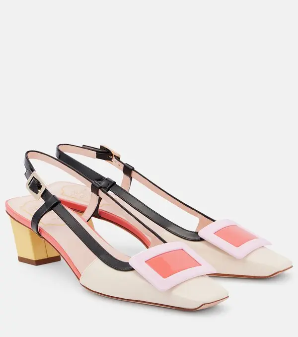 ROGER VIVIER Belle Vivier 45 Patent Leather Slingback Pumps - Multicoloured