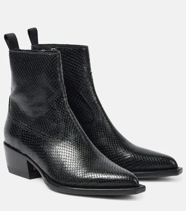 GOLDEN GOOSE Debbie Snake-effect Ankle Boots - Black