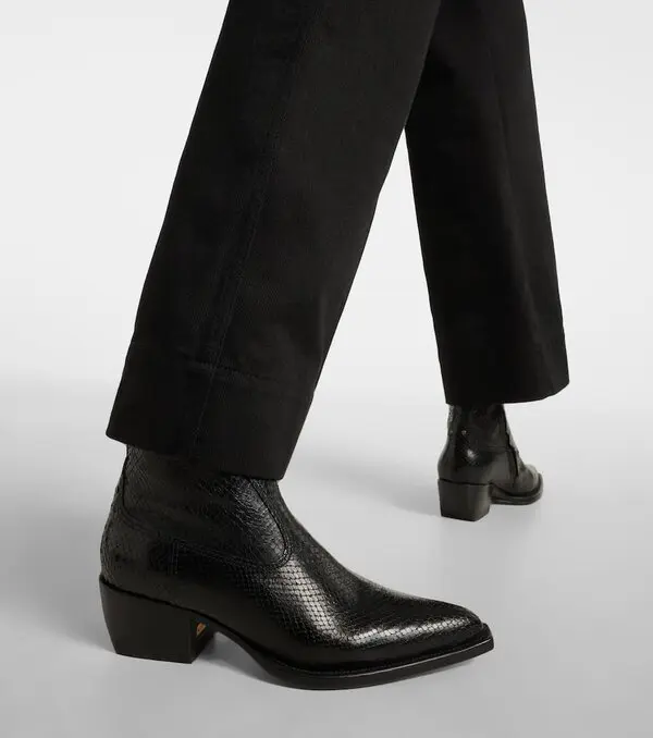 GOLDEN GOOSE Debbie Snake-effect Ankle Boots - Black
