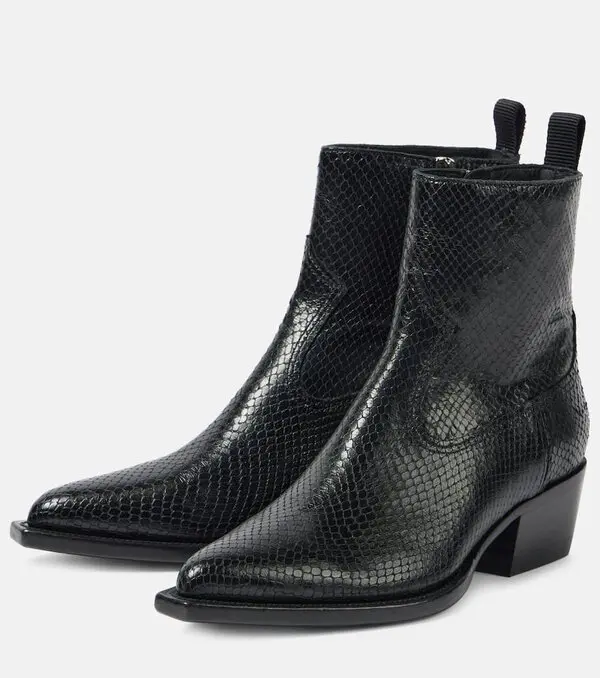 GOLDEN GOOSE Debbie Snake-effect Ankle Boots - Black