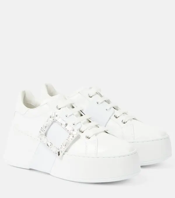 ROGER VIVIER Viv' Skate Leather Sneakers - White