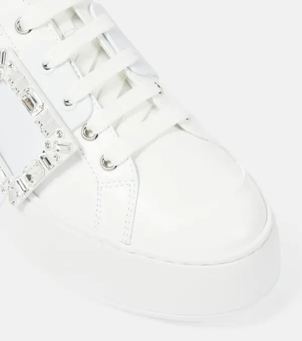 ROGER VIVIER Viv' Skate Leather Sneakers - White
